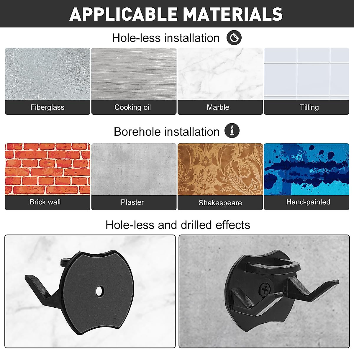 Lrgkcne Adhesive Hat Rack for Wall Baseball Caps, 16 Pack Hooks for Hats, Strong Hold hat Wall Organizer, Minimalist hat Display Rack, No Drilling Hat Racks for Door,Bedroom,Closet Black