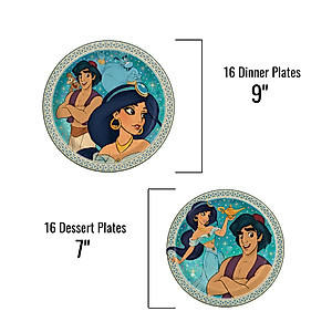Aladdin Birthday Party Supplies Tableware Set, Serves 8 Guests, Includes Plates, Napkins, Cups, Tablecover and Exclusive Party Games Booklet by Party Craft Creations