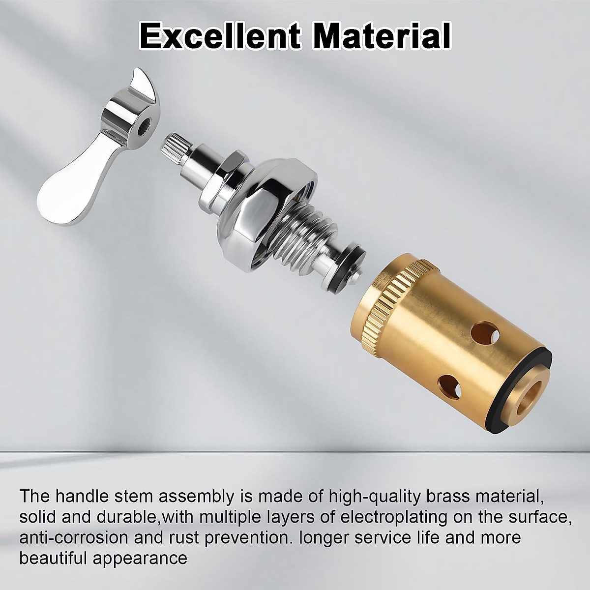 DYVIAHOME Brass Spindle Assembly for Commercial Faucet Valve Spool Replacement Hot Cold Side Handle Stem Assembly Cartridge Fit Kitchen Restaurant (1 Pair)