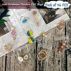 LingLingo Earring Organizer Travel Jewelry Case Container Transparent Jewelry Storage Book Bag for Ring, Necklace, Bracelets, Stud (96 Grids + 96 Small Thicken PVC Zipper Bags)