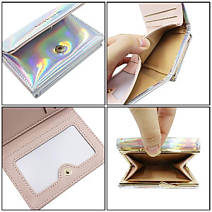 Eilova Orityle Fashion Women Trifold Wallet Shiny Holographic Ladies Girls Purese Clutch Coin Pocket Card Holder Organizer