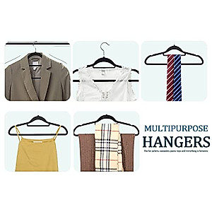 GVTECH Premium Velvet Hangers, [50 Pack] Non Slip and Heavy Duty Velvet Suit Hangers (45cm) with Tie Bar, 360° Swivel Hooks, Sturdy to Hold Jumper, Pullovers, Jackets & Hoodies (50 Pack, Black)