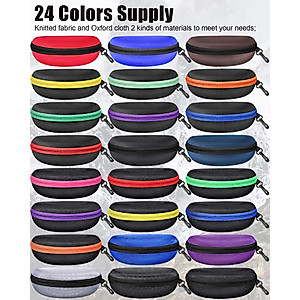 24 Pcs Sunglasses Case Portable Travel Hard Shell Zipper Eyeglasses Frame Glasses Case Summer Eyeglasses Case Sunglass Case with Plastic Hook for Women Men
