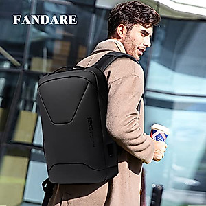 FANDARE Anti-Theft Backpack Business Daypacks fits 15.6 Inch Laptop Travel Large Backpack with USB Charging Port Waterproof Computer Bag for Women Men Notebook Black