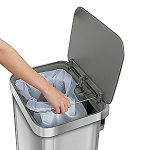 Glad Stainless Steel Step Trash Can with Clorox Odor Protection | Large Metal Kitchen Garbage Bin with Soft Close Lid, Foot Pedal and Waste Bag Roll Holder, 13 Gallon, All Stainless