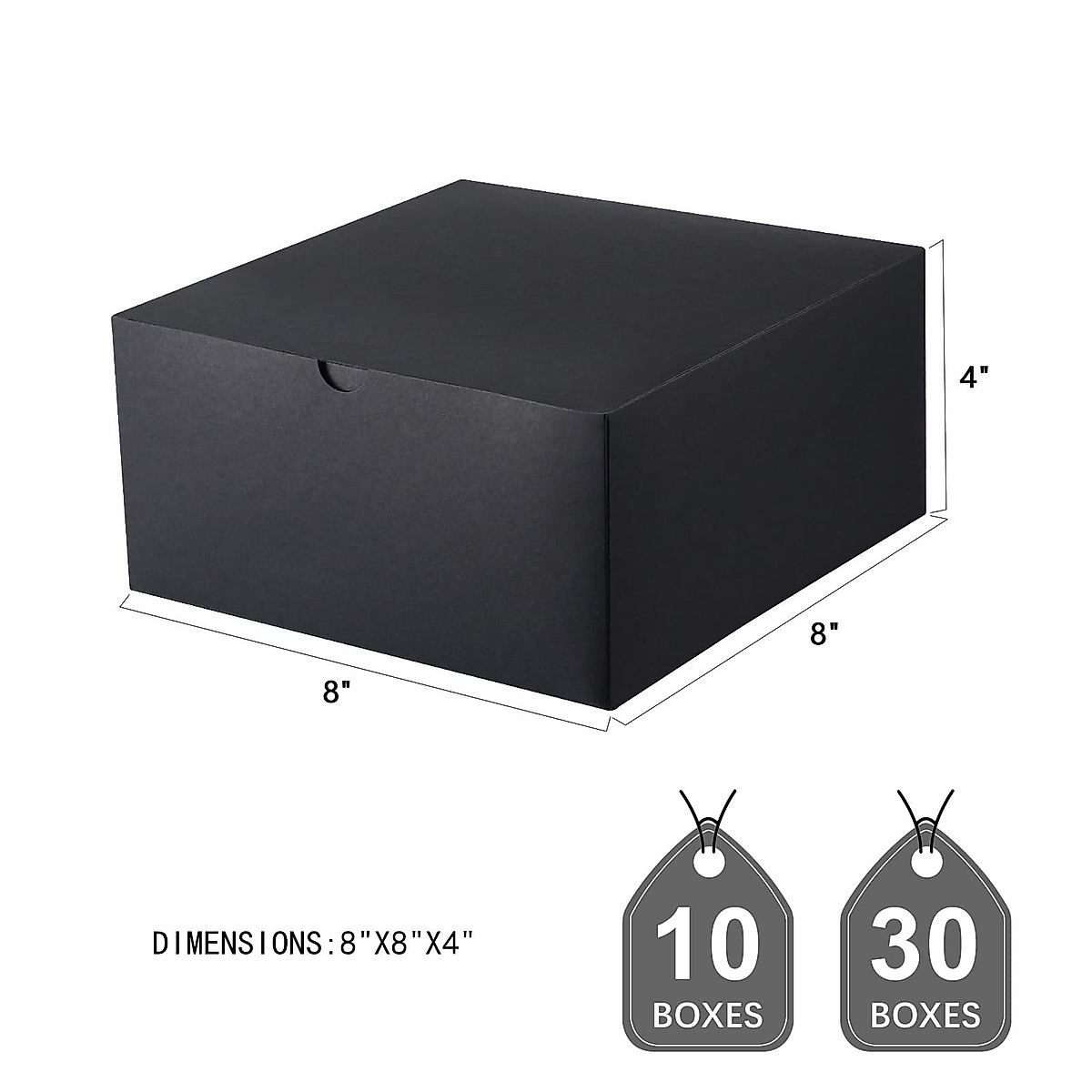 JINMING 10 Gift Boxes 8x8x4 Inches Gift Boxes with Lids, Matte Black Gift Boxes Bulks for Christmas, Father's Day, Wedding, Party, Birthday, Groomsman Proposal Boxes for Light Gifts