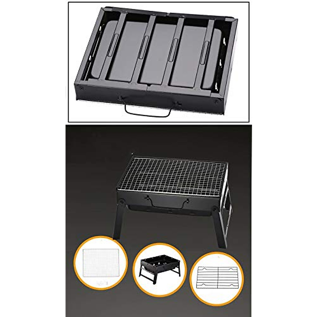 Charcoal Grill Barbecue Portable Grill, Stainless Steel Folding BBQ Grill Tabletop Outdoor Camping Picnic Burner