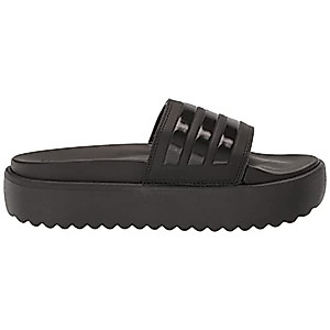 adidas Women's Adilette Platform Slide Sandal, Black/Black/Black, 7
