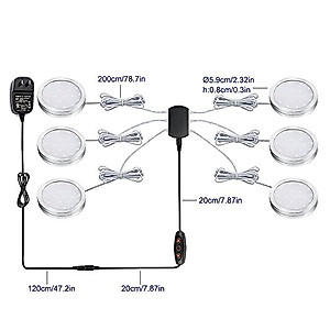 LIT-PaTH LED Cabinet Puck Lighting Fixture, 12W 1020 Lumens, Dimmable Under Counter Light for Kitchen Closet Lighting, 6-Pack