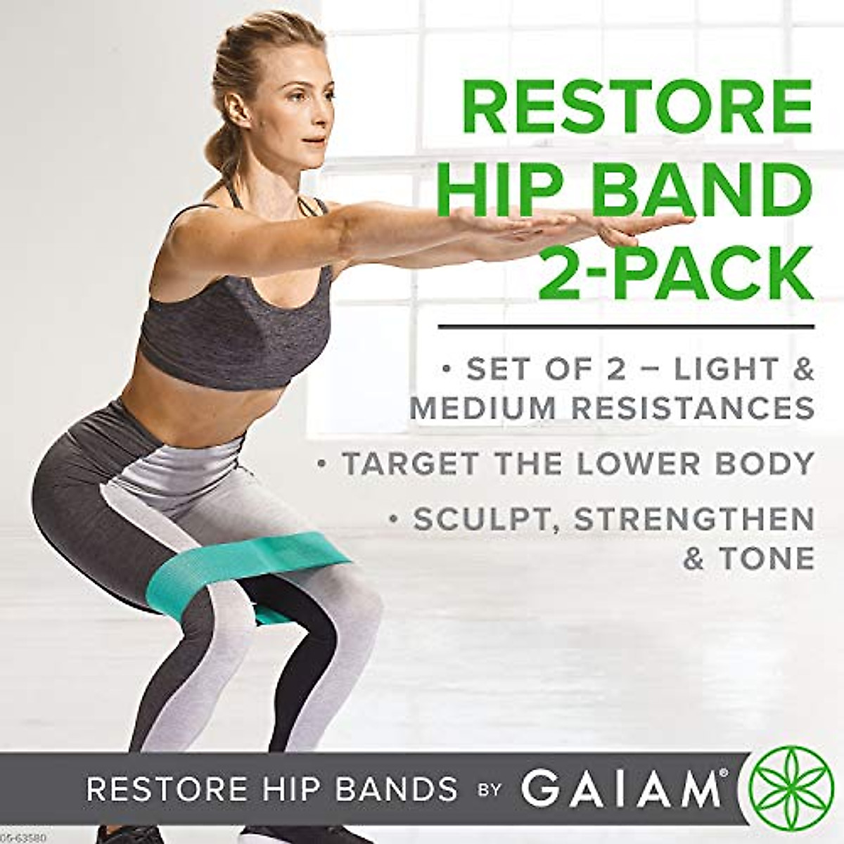 Gaiam Restore Booty Bands Resistance Loops Hip Band Circle, Set of 2 Elastic Glute Bands for Women & Men in Progressive Resistance for Legs, Butt, Thigh, Squats, Ankle, Exercise Guide Included