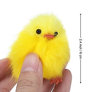 12 Pieces Easter Fur Chicks Fluffy Chenille Chicks Soft Plush Toys Easter Chicks 2.5 Inches Kids DIY Easter Egg Bonnet Decorations Chick Plush Stuffed Animal for Easter Party Favors