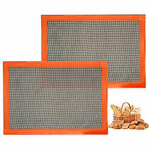 Perforated Baking Mats, 2 PCS Eclair Silicone Mat for Half Sheet, Non-Stick Reusable Oven Liners for Making Bread/Pizza/Pastry/Cookie 11 5/8" x 16 1/2"