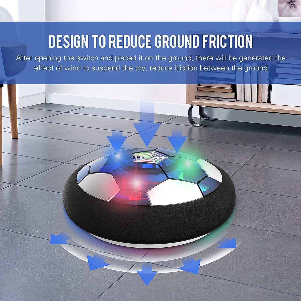 Hover Soccer Ball Toys, Indoor Floating Rechargeable Soccer with Colorful LED Light and Soft Foam Bumper, Upgrade Air Training Soccer Ball for 3 4 5 6 7 8-16 Years Old Boys Girls Adults