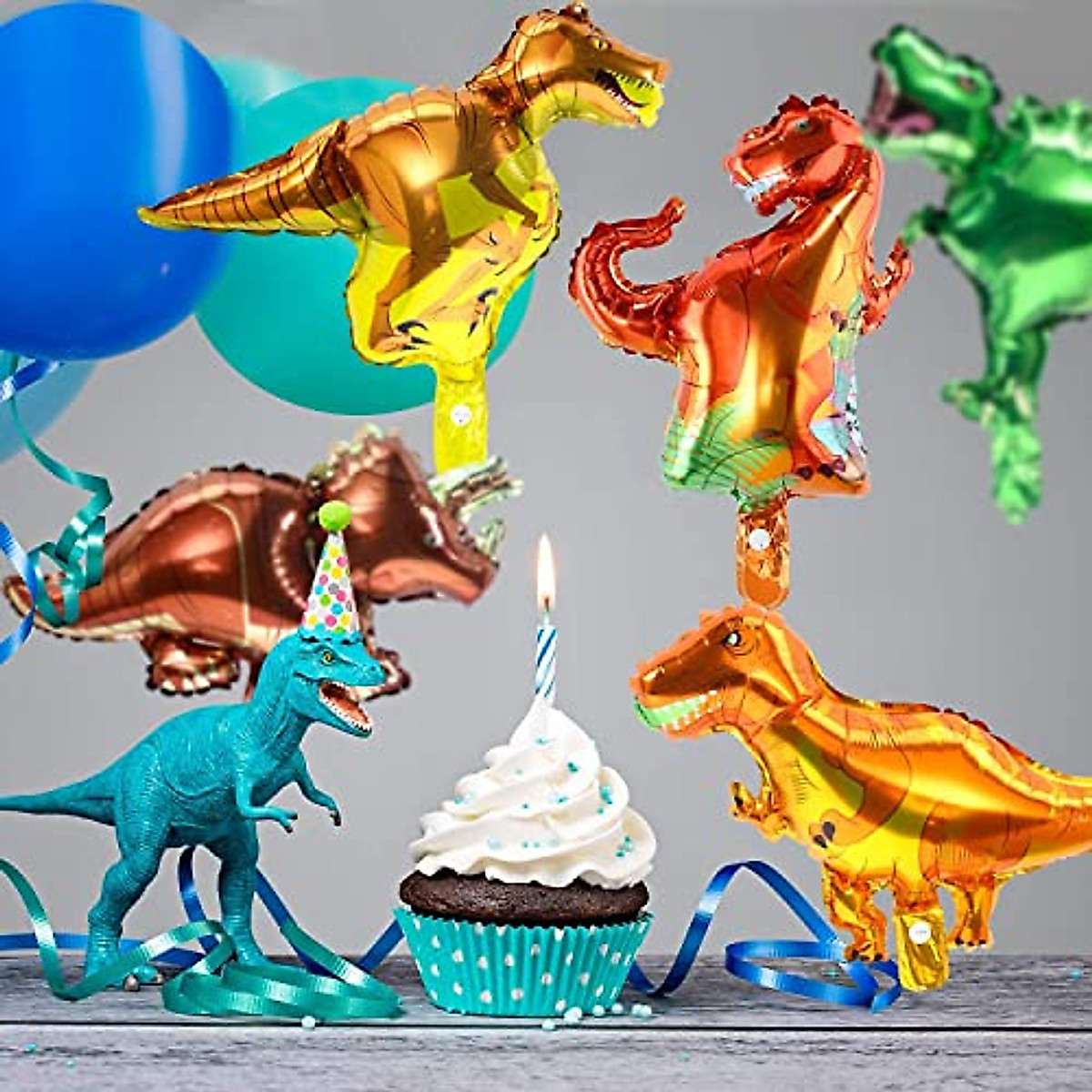YBST Dinosaur Birthday Party Supplies, 104 Pcs Supplies Set for Boys and Girls, Include Balloons, Banner, Tablecloth, Stickers, Hanging Swirls, Aluminum Film Cake Topper Cupcake Toppers