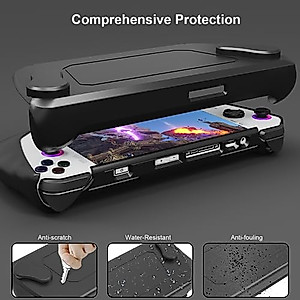 Full Protective Case for ASUS Rog Ally 2023, Rog Ally TPU Case with Detachable Front Shell Cover and Kickstand for ROG Ally Gaming Handheld Cover Case Accessories, Anti-Scratch Design, Black_Grey