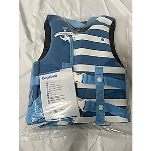 Toddler Swim Vest Floaties for Kids with Adjustable Safety Strap for Learn to Swim Children, Stripes Light Blue S Age 1-3