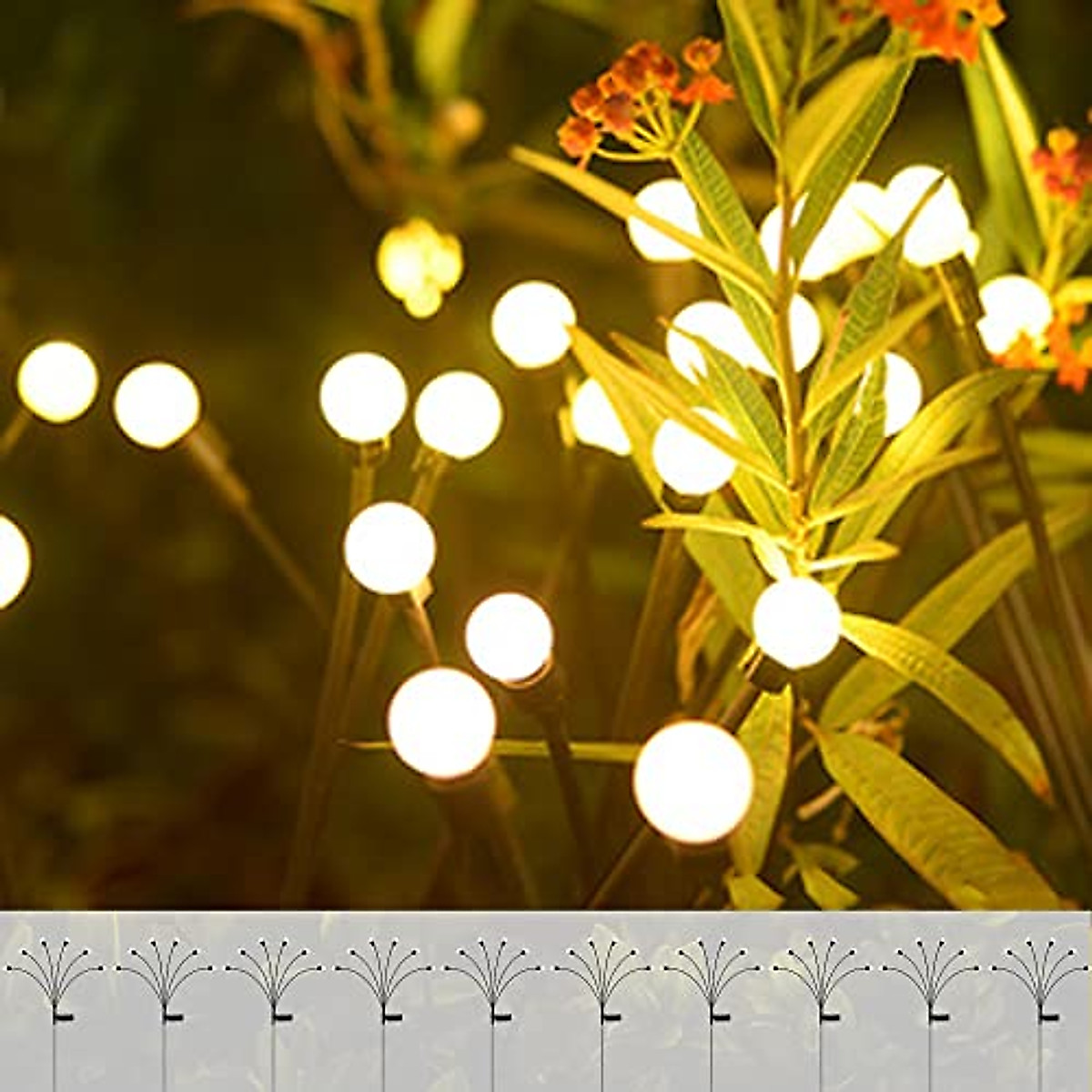 ZUPIIY 10-Pack Solar Garden Lights Outdoor, Upgraded Solar Swaying Lights Waterproof, Sway by Wind, Solar Lights with Highly Flexible Copper Wires, Decorative Lights Yard Patio Pathway Decor
