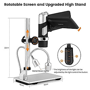 LINKMICRO LM203 4" Coin Microscope Full View of Coin, 200X Portable LCD Digital Microscope for Adults and Kids, 1080p, 32GB SD Card, Windows Mac, PC Mass Storage
