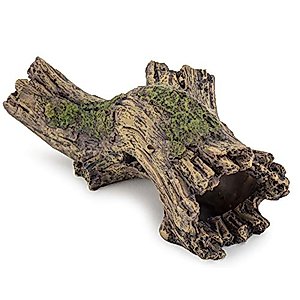 hygger Small Aquarium Ornament Poly Resin Wood Trunk Log Fish Tank Decoration for up to 20 Gallon Tank Betta Fish Accessories Hideout Cave(Tree Log)