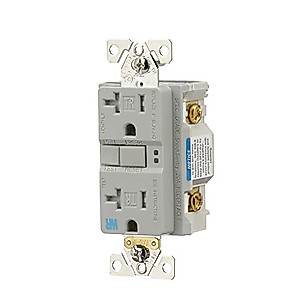 Eaton GFCI Self-Test 20A -125V Tamper & Weather Resistant Duplex Receptacle with Standard Size Wallplate, Gray