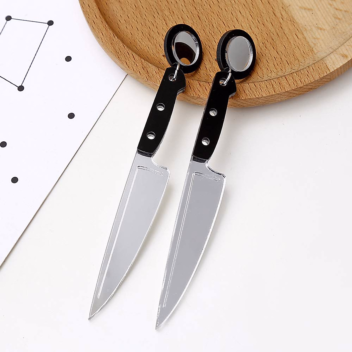Exaggerated Hip Hop Earrings For Women Jewelry Gold Long Knife Earrings Simulation Acrylic Punk Ear Accessories (Long Knife Earrings(Silver))