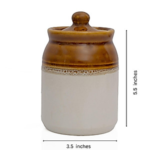 Decorative Ceramic Jar With Lid For Kitchen Pantry Countertop Home Dining Table Accessories Condiment Pickle Spice Coffee Tea Caddy Sugar Salt Herbs Food Storage Canister Holder Hand Painted