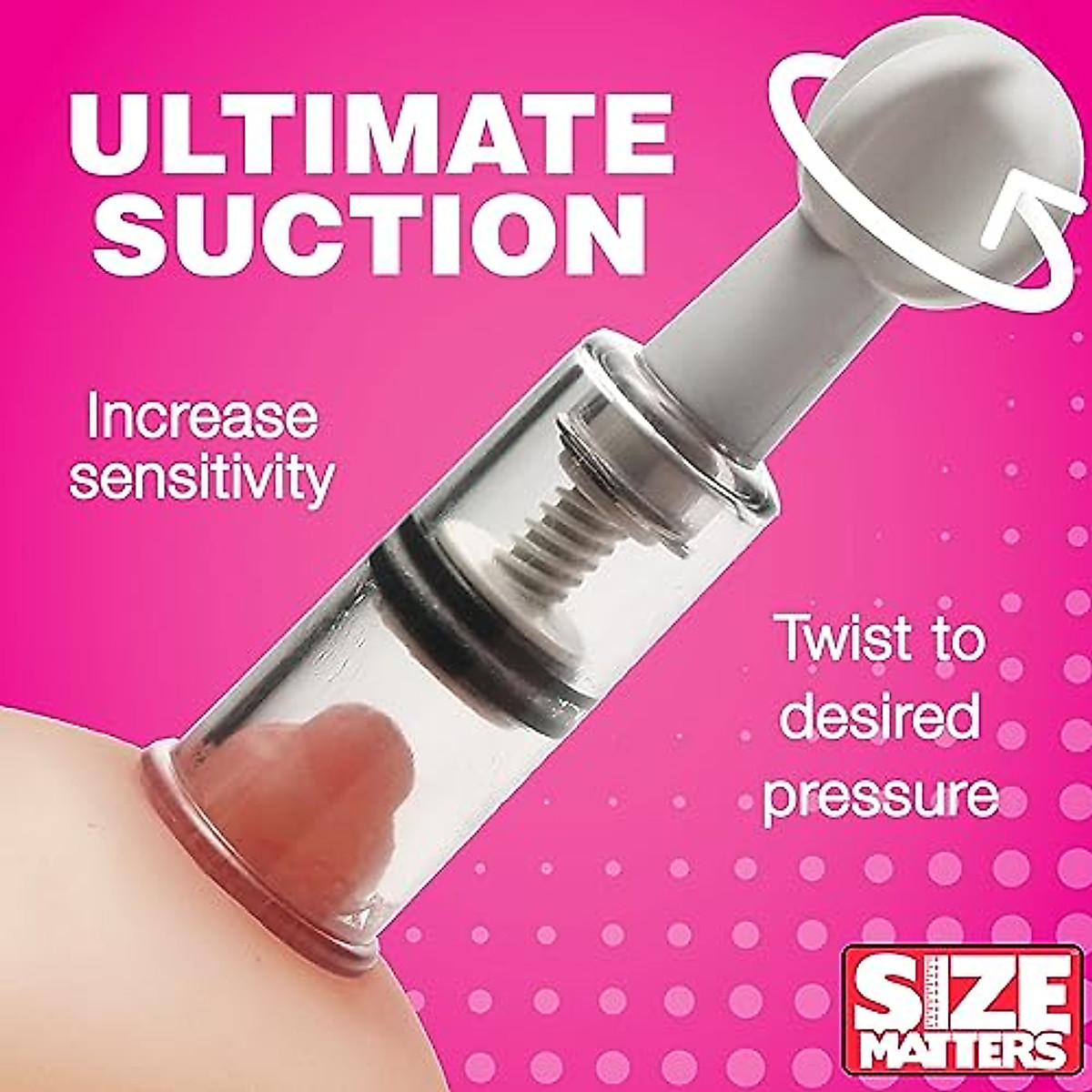 Size Matters Twist Up Nipple and Clitoris Suction Devices, Transparent, 3 Count (Pack of 1) (AC914)