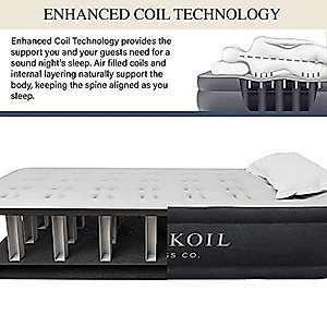 King Koil Luxury Twin Size Air Mattress with Built-in High Speed Pump for Camping, Home & Guests - Air Mattresses Twin Size Airbed Luxury Inflatable Blow Up Mattress Waterproof