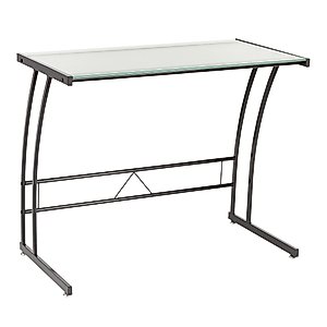 LumiSource Single Bit Computer Desk, Home Office Desk, Black Desk, Glass Desk, Small Desk for Bedroom, Gaming Desk, Contemporary Desk