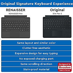 RENAISSER Pelican K8 Keyboard for Surface Pro 9/8/X, Designed in Houston, Hidden Charging Port, Pen Slot Pens, Smart Power Management, Backlight, Original Surface Pro Keyboard Layout