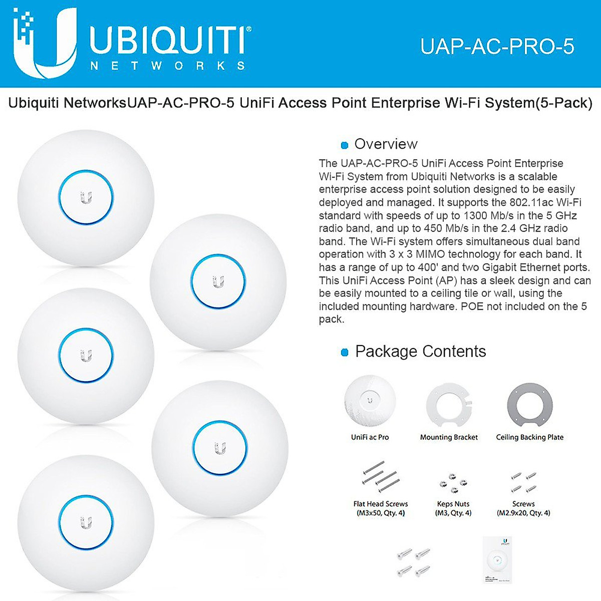 Ubiquiti Unifi Ap-AC Pro - Wireless Access Point - 802.11 B/A/G/n/AC (UAPACPRO5US)