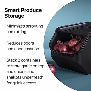 Tupperware Brand Onion & Garlic Smart Container - Keep Contents Firm & Fresh - Store Up to 6lbs - Dishwasher Safe