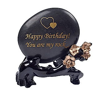 NUIBY Birthday Gift Engraved Rocks Happy Birthday！You are My Rock. Birthday Present for Wife, Husband, Boyfriend or Girlfriend Happy Birthday Stone
