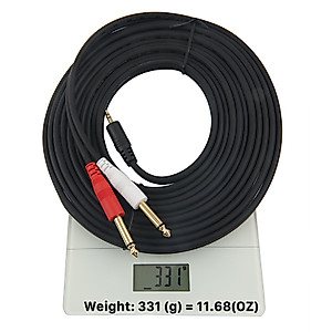 Devinal 1/8 inch Male Stereo to Dual 1/4 Mono Male Audio Cable, 3.5mm TRS to Dual 6.35mm TS Y Splitter Breakout Cord, Gold Plated Heavy Duty Durable 15 Feet