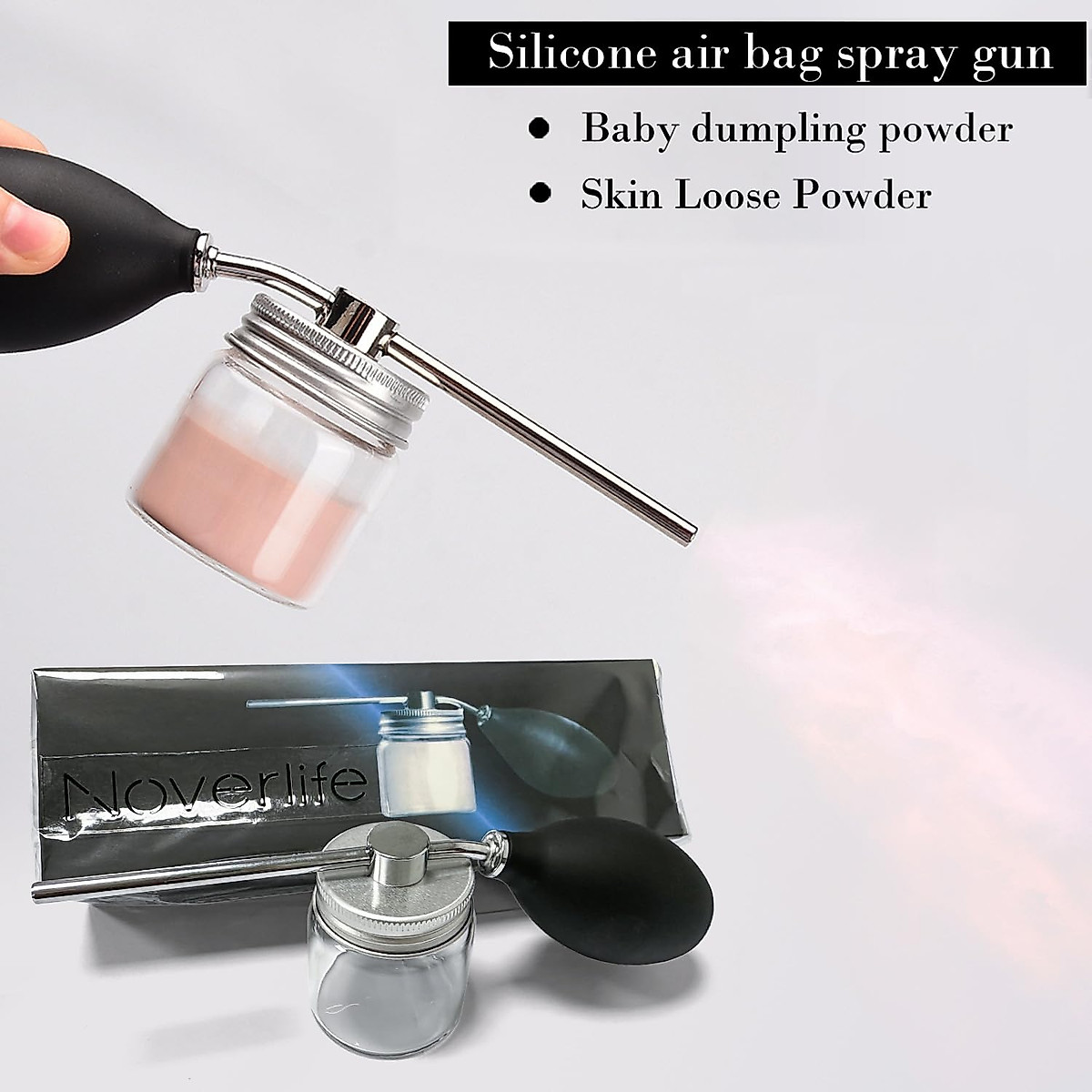 Noverlife Powder Spray Bottles, 12.5G Hairdressing Tools Hair Building Fiber Spraying Bottle, Powder Duster Applicator Nozzle Pump Hair Loss Sprayer Atomizer, Dry Glitter/Mica Spray Pump Dispenser