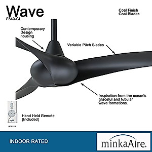 Minka-Aire F843-CL Wave 52 Inch 3 Blade Ceiling Fan in Coal Finish