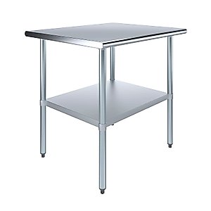 AmGood 30 in. x 36 in. Stainless Steel Table | NSF | Metal Utility Kitchen Prep Work Table
