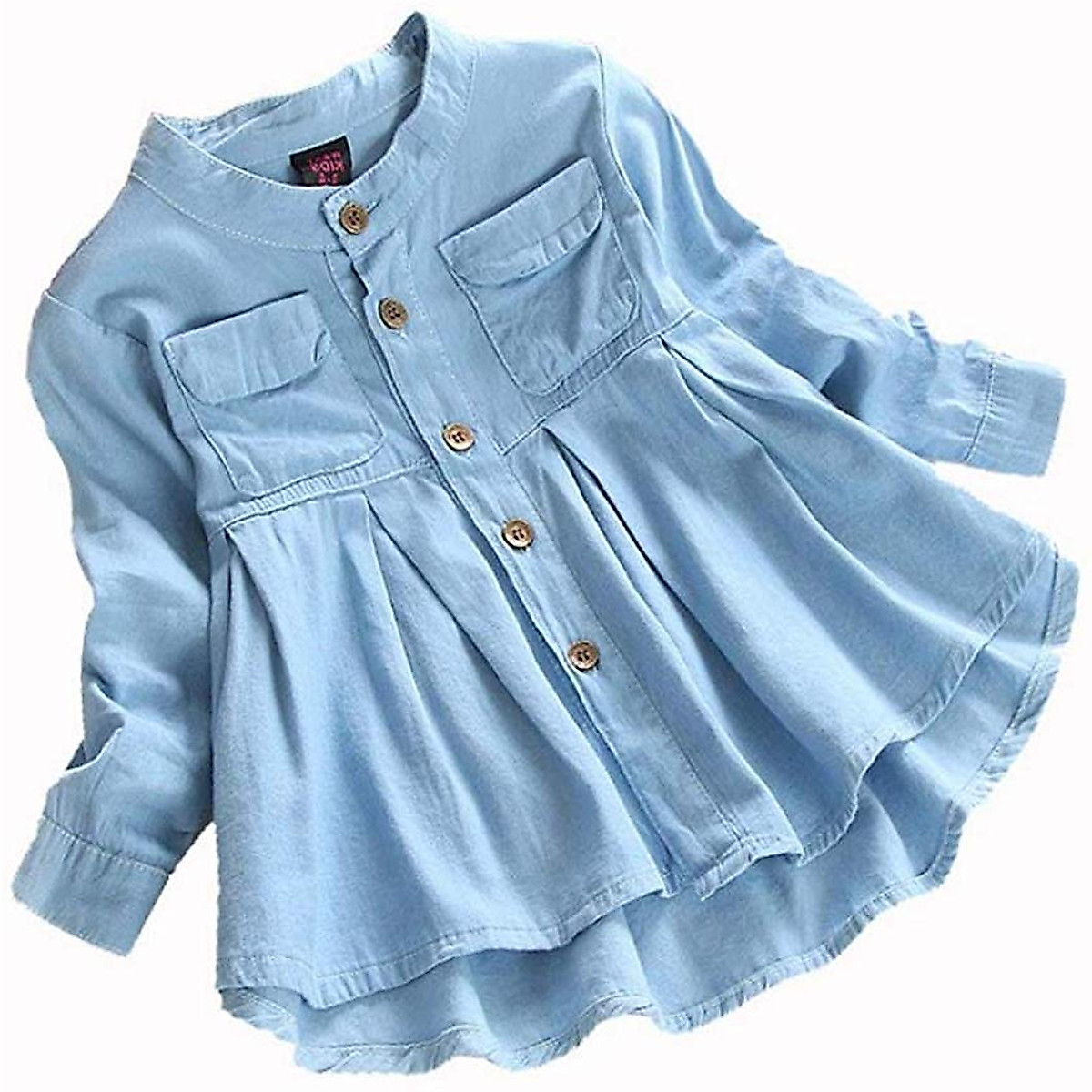 Baby Girls Kid Ruched Long Sleeve T-Shirt Tops Shirt Clothing Children Autumn Winter Fashion Blouse (Blue, 3T)
