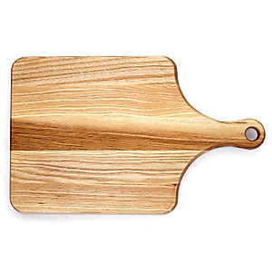 BIOL 15.7x9.8’’ Wooden Hardwood Cutting Board with Handle for Kitchen with Deep Juice Groove BBQ Chinese Turkey Mini Commercial - Lipped Round Charcuterie Board with Lip, Bread Cheese, Crackers