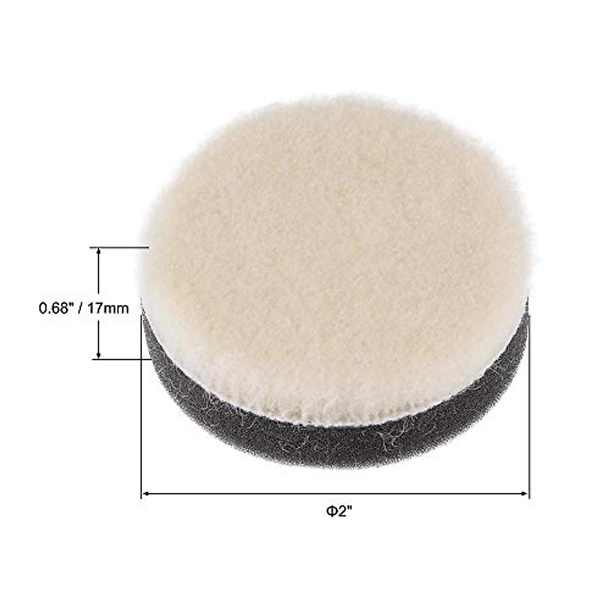 uxcell 2" Wool Felt Sponge Polishing Pad Hook and Loop Buffing Wheel Fine Polishing for Orbital Polisher Buffer 4 Pcs