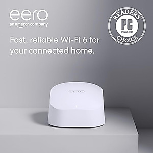 Amazon eero 6 mesh Wi-Fi Router | Supports speeds up to 900 mbps | Connect to Alexa | Coverage up to 1,500 sq. ft. | 2020 release