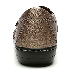 Geoeleph Women's Gold Loafers Casual Slip-Ons Comfort Walking Flats Leather Driving Moccasins 8 M US