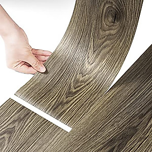 Stickyart 18-Piece Oak Wood Vinyl Flooring Peel and Stick Waterproof Flooring for Bathroom Kitchen 6"x36" Self Adhesive Wood Vinyl Floor Tiles for Living Room Laundry Removable Light Brown
