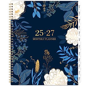 2025-2027 Monthly Planner - 2 Year Monthly Planner/Calendar 2025-2027, Academic Planner 2025-2027, Jul 2025 - Jun 2027, 11" x 9", 24 Months, Tabs, Back Pocket, Holidays, Twin-Wire Binding, Note Pages