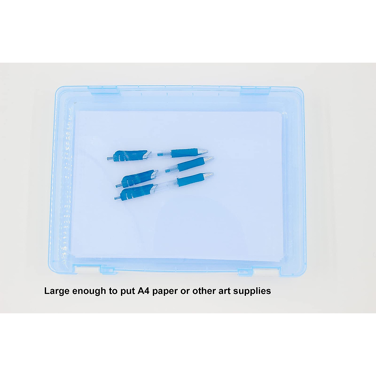 suituts 3 Pack Plastic Portable Project Case with Handle, Scrapbook Paper Storage Organizer Case, Art Craft Container Case Box, Plastic File Case for Document, Magazines Photos(14.2X10.6X2.2 Inch)