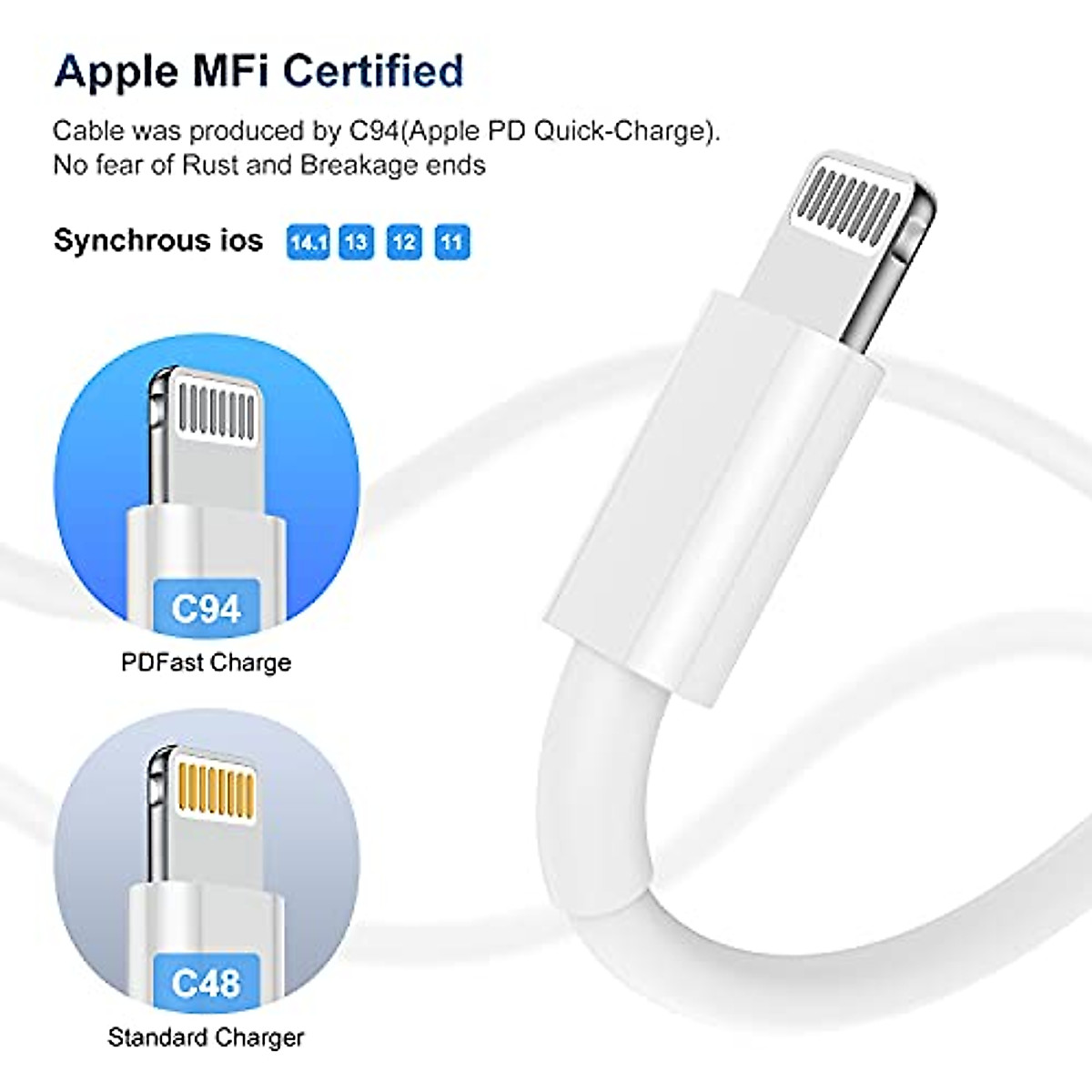 3Pack 10Ft USB C to Lightning Cable Long,[Apple MFi Certified] iPhone 14 13 Fast Charger 10ft for iPhone 14 Pro Max/13 mini/12/11 Pro/iPad/AirPod,Type C Port Support Quick iPhone Charging Cord 10 Foot