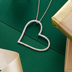 Ross-Simons 0.10 ct. t.w. Diamond Heart Pendant Necklace in Sterling Silver. 18 inches