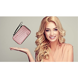 SenYang Hard Shell Cosmetic Case,Carrying Hard Bag, Protective Storage Case Bag for Toiletry, Beauty Makeup, Electronic Accessories, Overnight Travel Water Resistant Crash Proof (Gold)