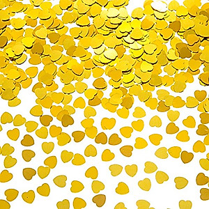 EMAAN Small Confetti Metal Foil Love Sequins, Cute Romantic Gold Heart Confetti, Embellished with Valentine's Day Gifts, Wedding Party Decorations and Table Decoration Diameter 10MM (Gold)