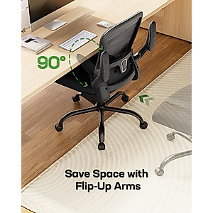 Marsail Office Chair Ergonomic-Desk Chair: Mesh Back Home Office Chair with Adjustable Lumbar Support, Computer Desk Chair with Flip-up Armrests Swivel Home Office Task Chair(Black)